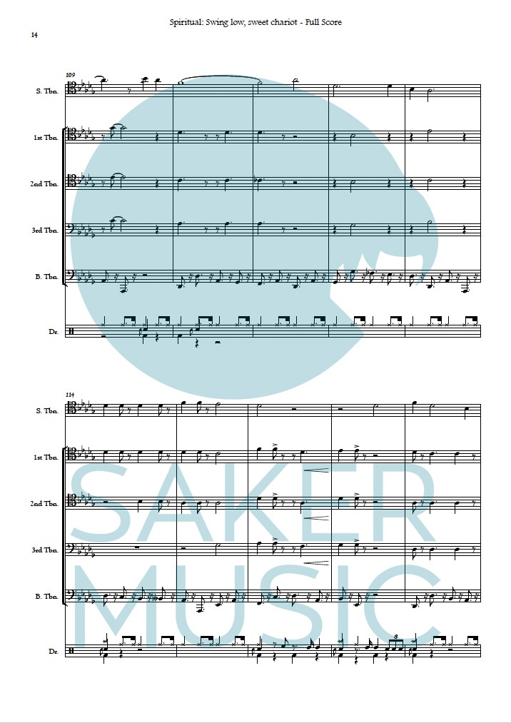 Spiritual: Swing low sweet chariot for trombone quintet